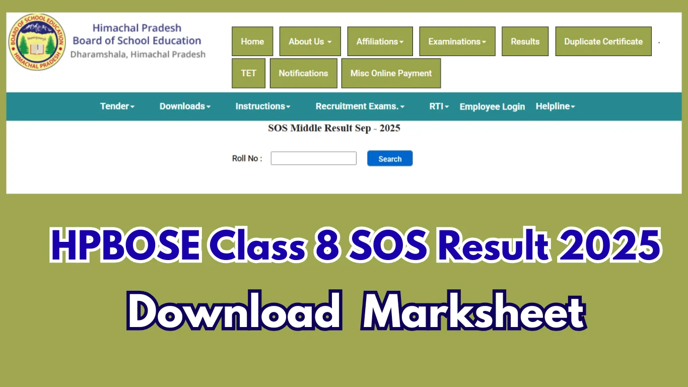 HPBOSE Class 8 SOS Result 2025 Released: Download Middle School ...