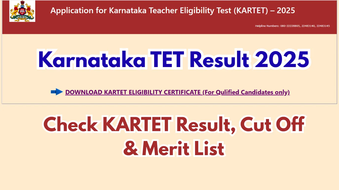 Karnataka TET Result 2025 Out– Check KARTET Result 2025 @sts.karnataka ...